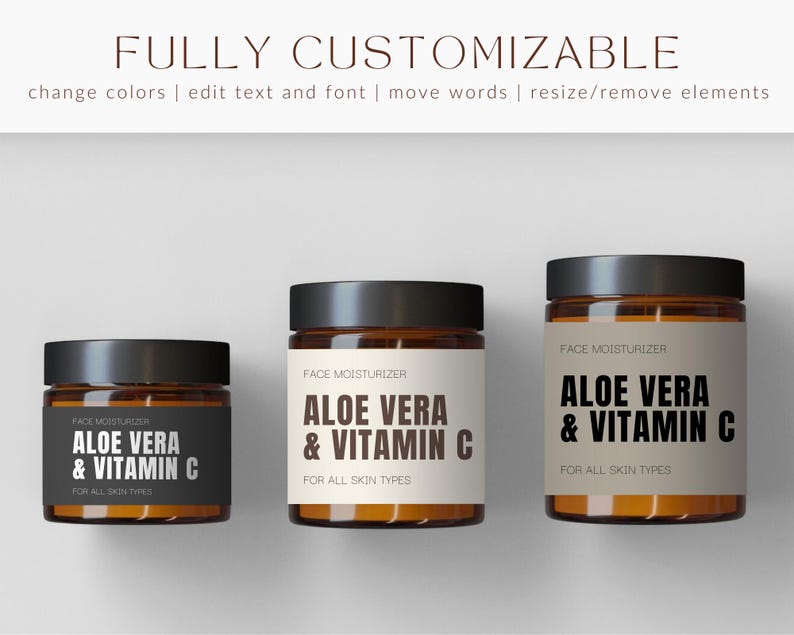 Editable Cosmetic Jar Label Template, DIY Beauty Product Label, Wrap ...