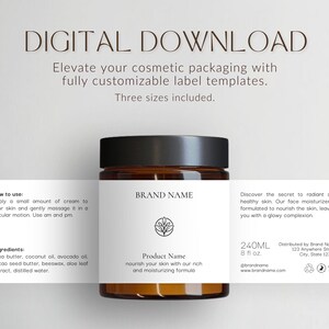Custom Cosmetic Jar Label Template, DIY Beauty Product Label, Wrap ...