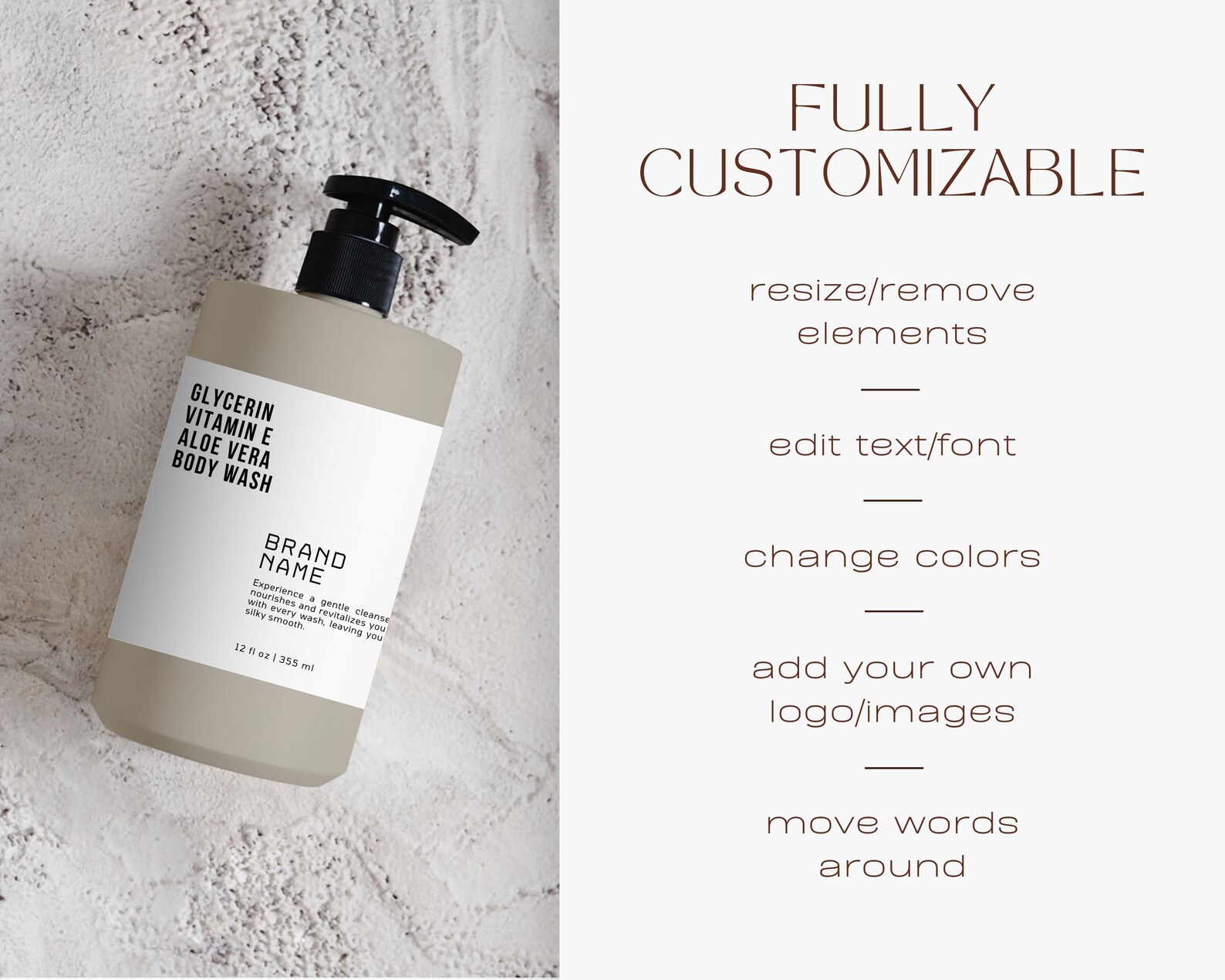 Custom Pump Bottle Label Template, Editable Body Lotion Label, DIY ...