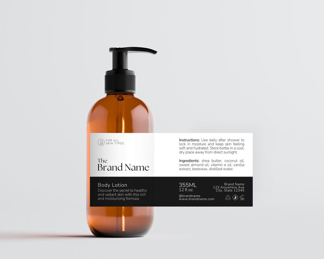 Custom Bottle Label Template, Body Lotion Label, Canva Product Label ...