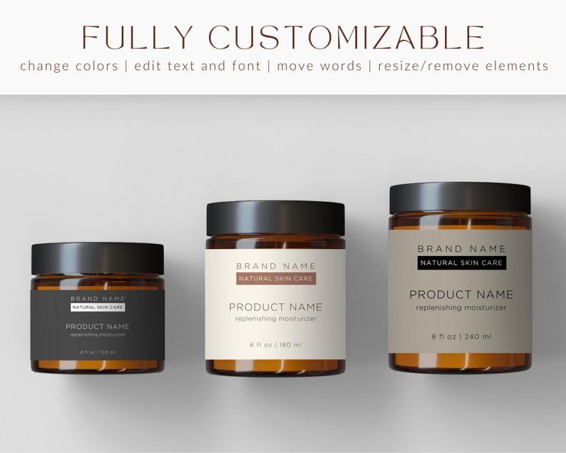 Editable Cosmetic Jar Label Template, DIY Face Cream Label, Wrap Around ...