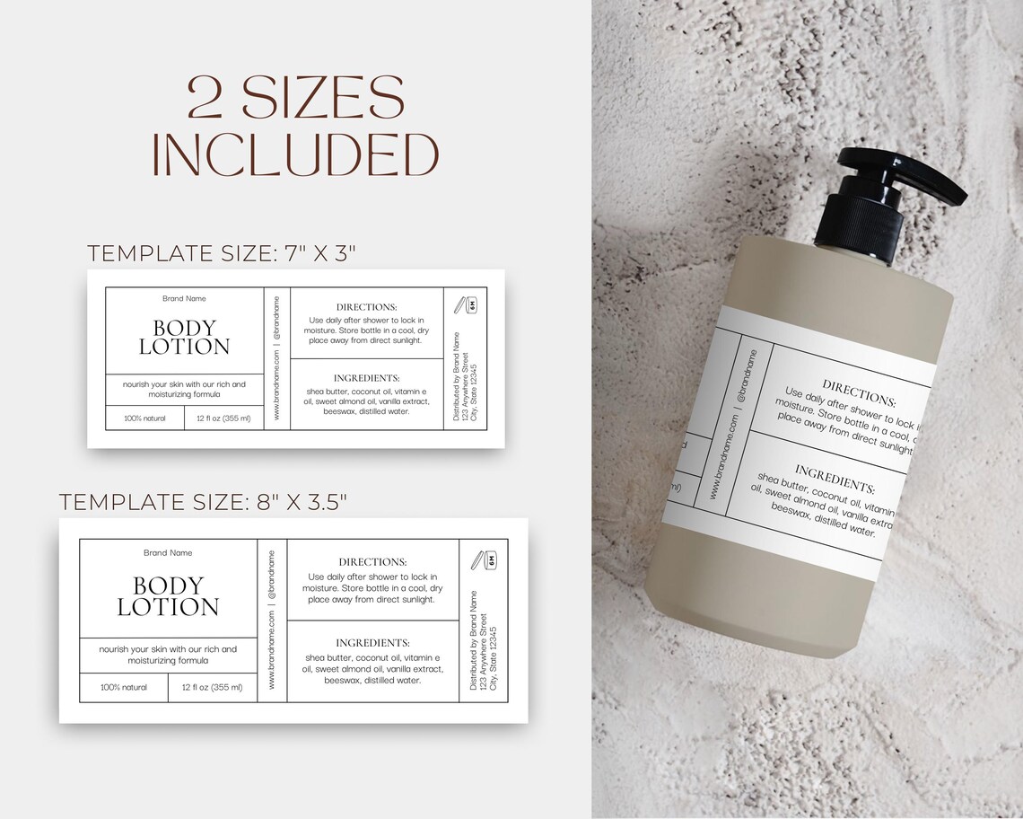 Custom Pump Bottle Label Template: DIY Skincare Packaging, Editable ...