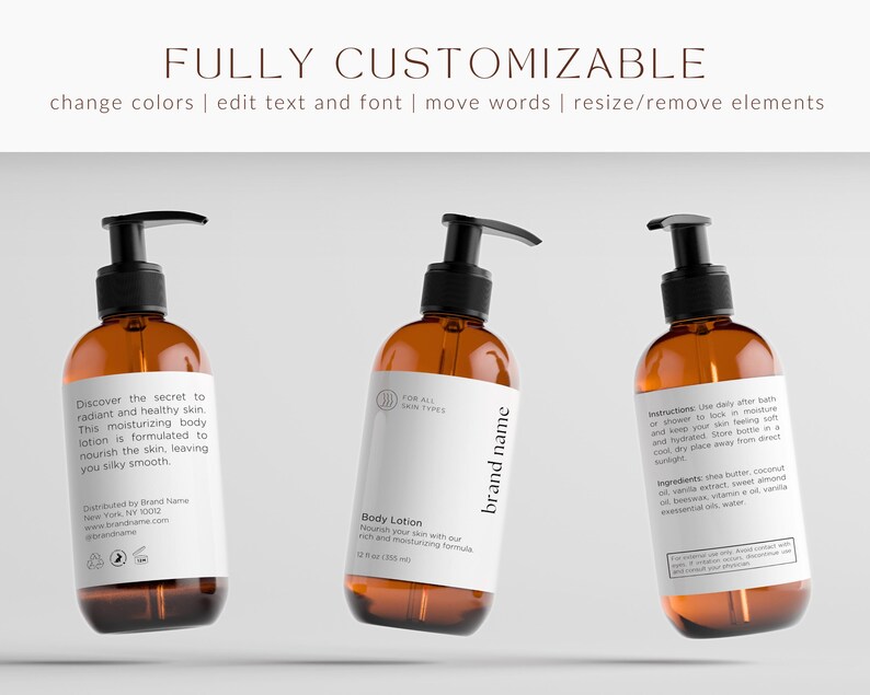 Custom Bottle Label Template, Body Lotion Label, Canva Product Label ...