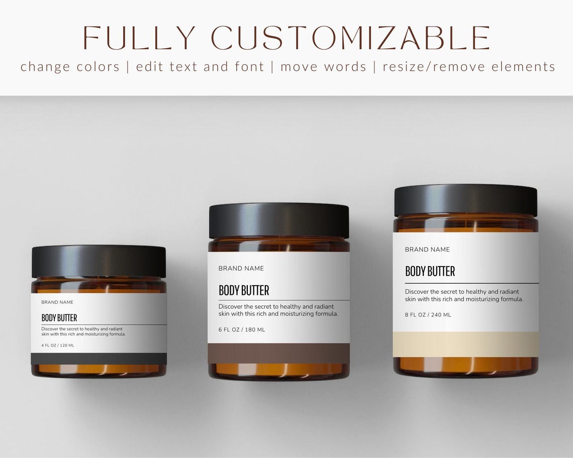 Custom Cosmetic Jar Label Template, Editable Product Label Design, DIY ...