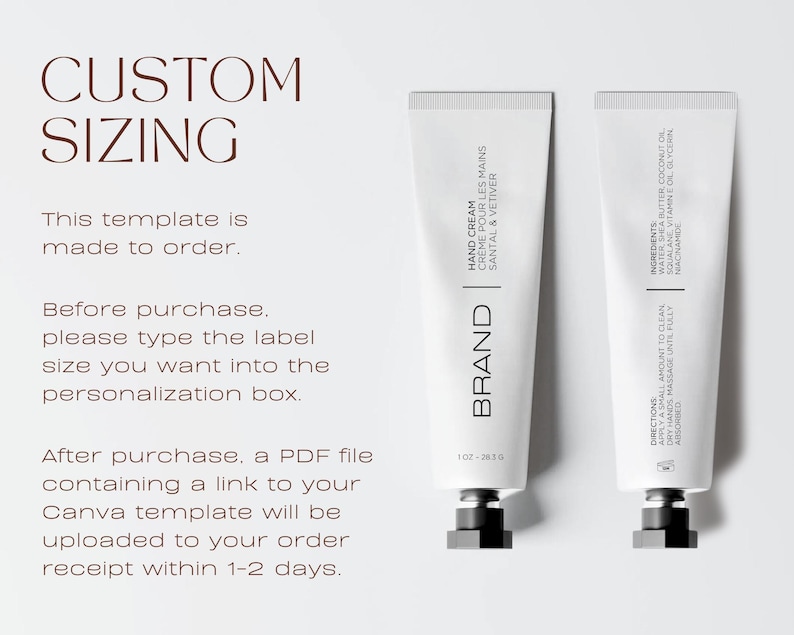 Cosmetic Tube Label Template, Editable Hand Cream Label Design, Custom ...