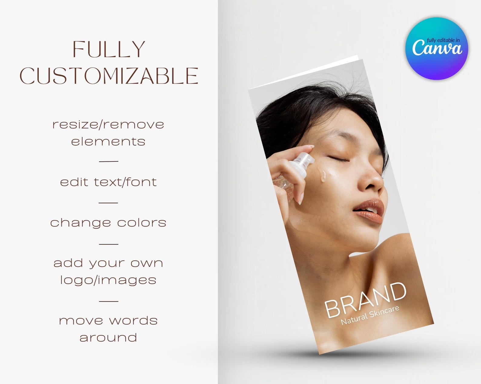 Editable Skincare Brand Brochure Template, Trifold Foldable Product ...