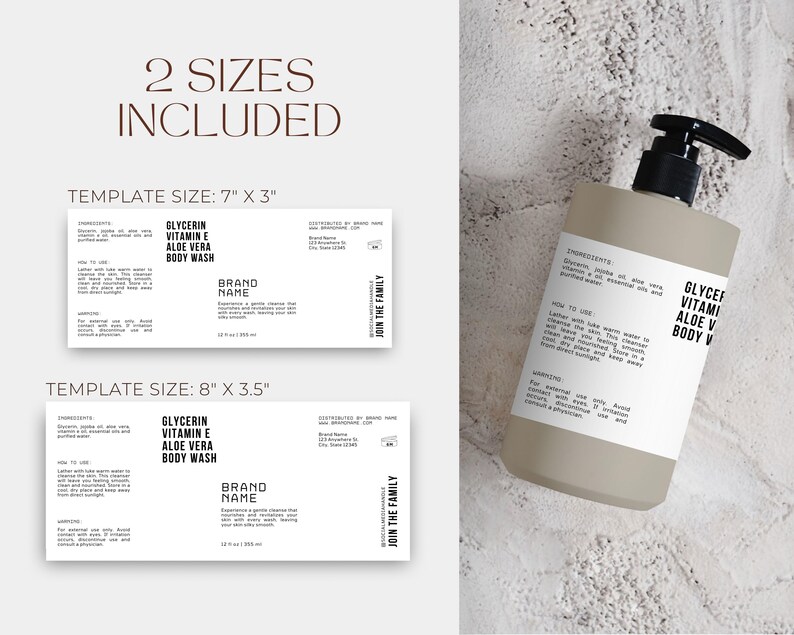 Custom Pump Bottle Label Template, Editable Body Lotion Label, DIY ...