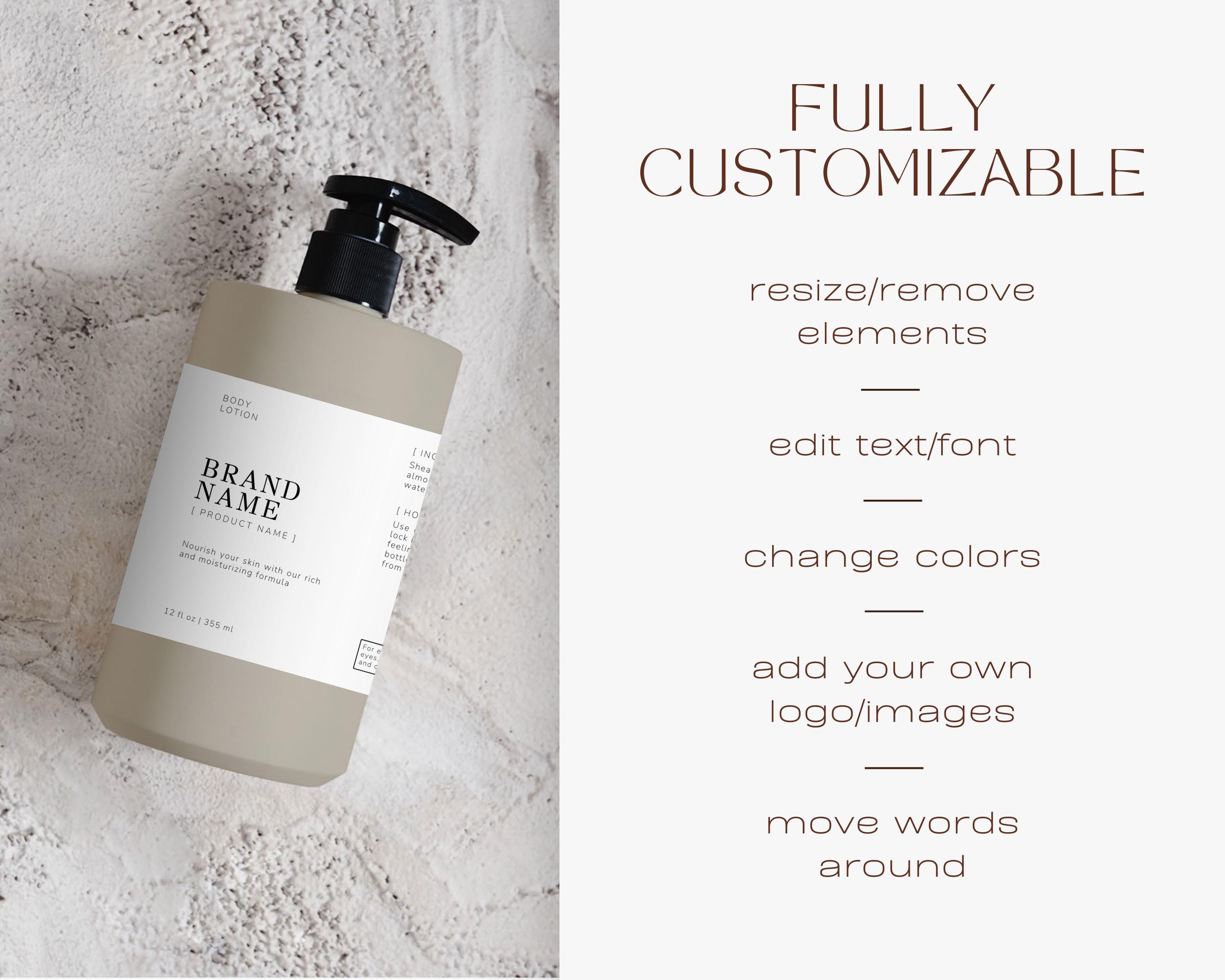 Custom Pump Bottle Label Template, DIY Body Lotion Label, Editable ...