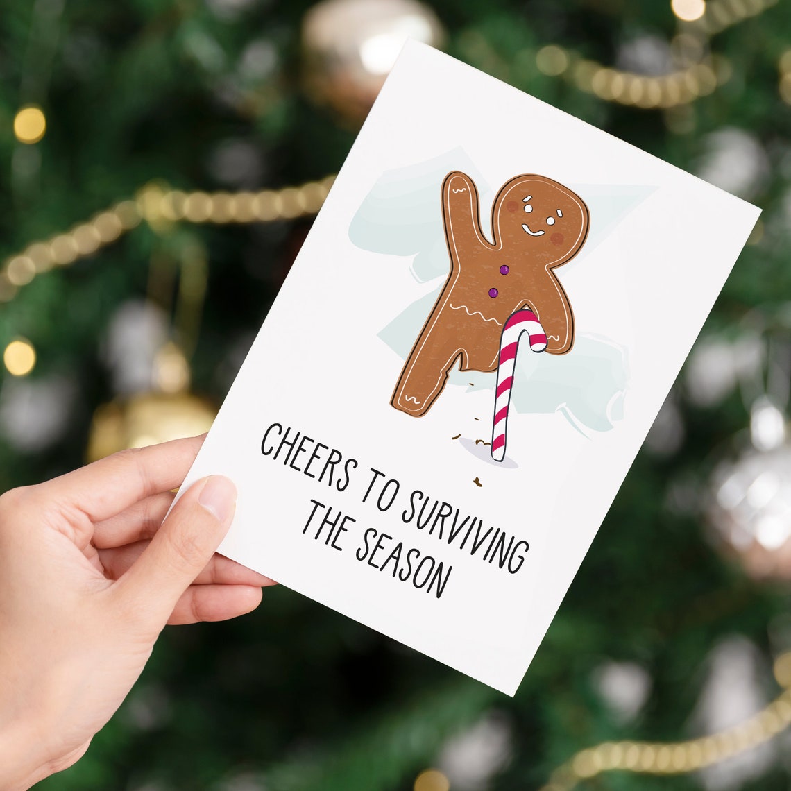 Gingerbread Man | Funny Hand-drawn Christmas Greeting Card - Etsy