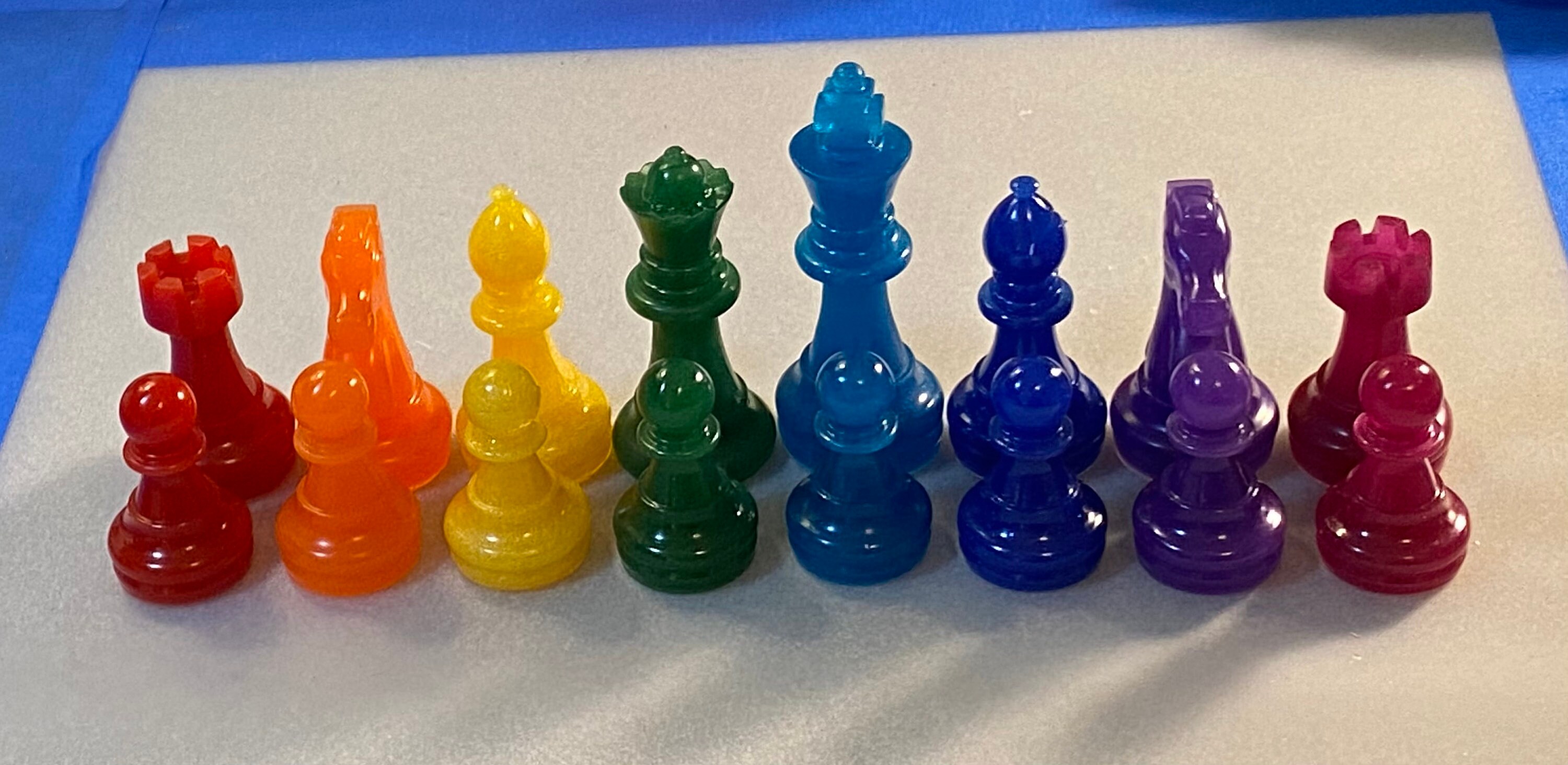 Rainbow Chess Pieces Set of 16 one Side Only: 1 King 1 - Etsy