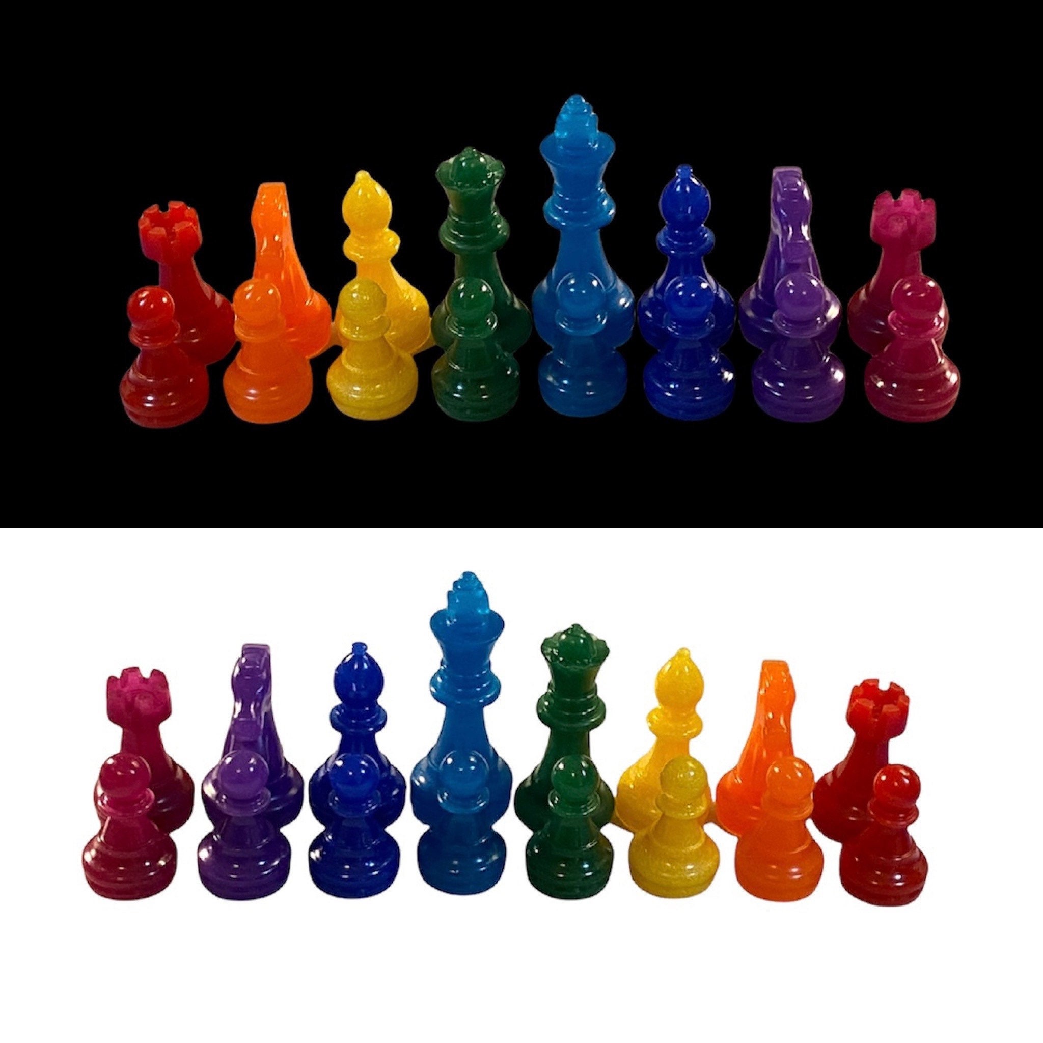 Rainbow Chess Pieces Set of 16 one Side Only: 1 King 1 - Etsy
