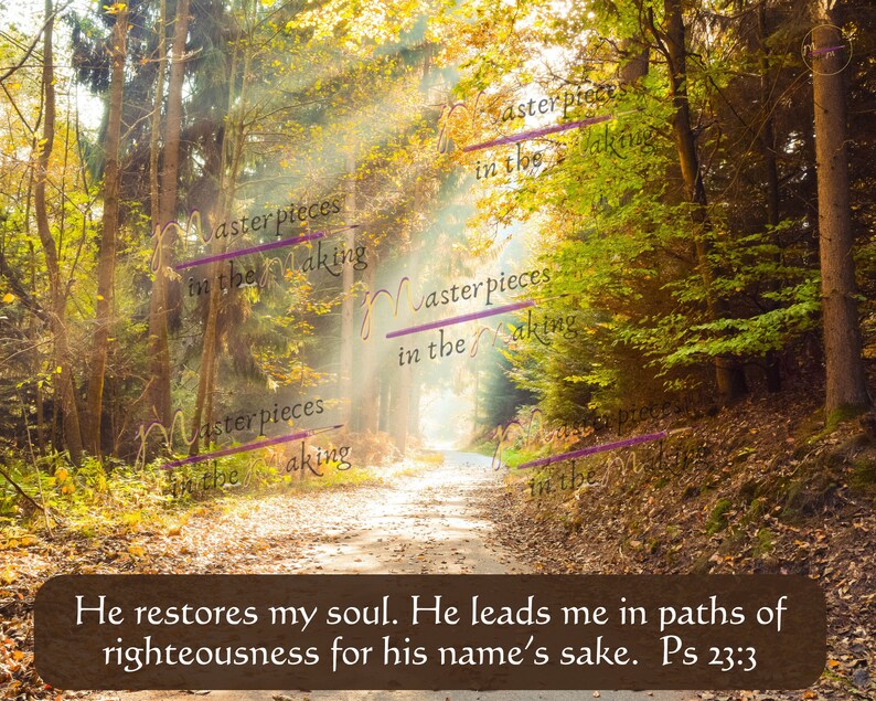 Psalm 23 Lead Me on Paths of Righteousness Christian Decor Nature Bible ...