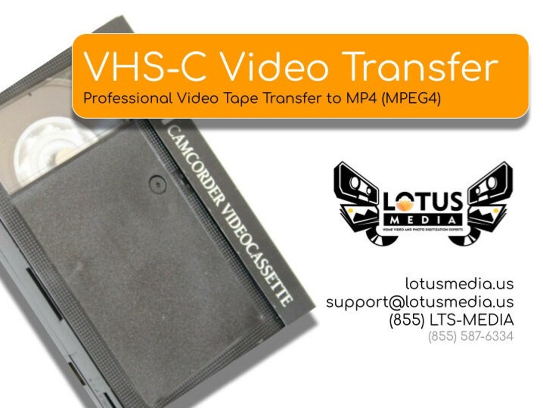 VHS-C Video Tape Transfer Service, Digitization to Digital MP4 (MPEG4 ...