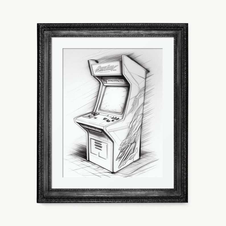 Arcade Cabinet Machine Sketch Living Room Game Room Dorm - Etsy