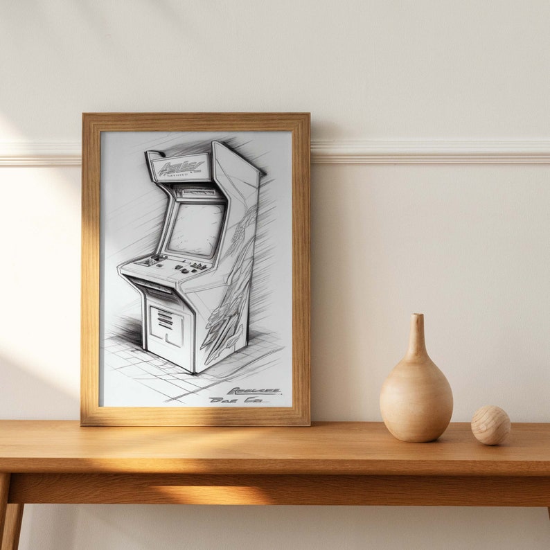 Arcade Cabinet Machine Sketch Living Room Game Room Dorm - Etsy