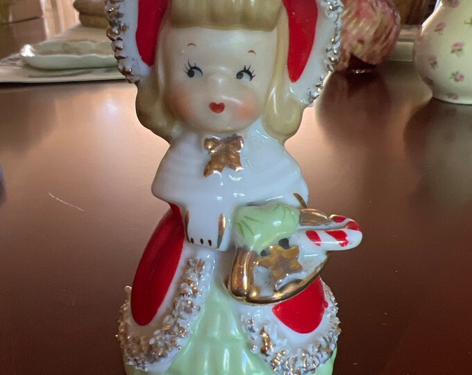 Lefton Vintage Christmas Girl Bell Hand Painted - Etsy