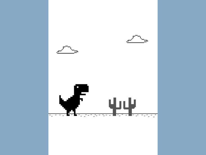 T-rex Game, Dinosaur, Video Game, Cactus, Kids Bedroom, Nursery Decor ...