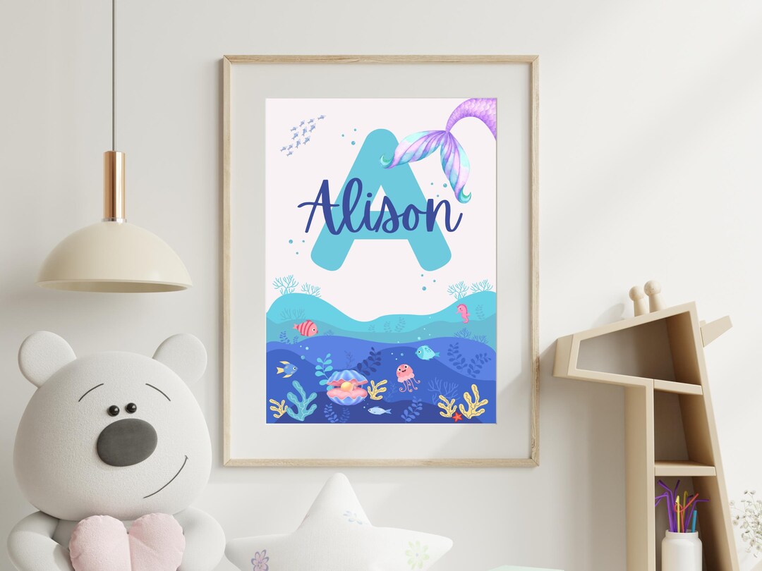 Under the Sea, Name Plate, Custom, Mermaid, Baby Girl, Nursery Decor ...