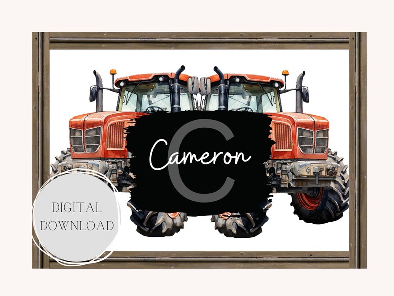Red and Green Tractor Name Plate, Wall Art, Farm Yard, Tractor, Kids ...