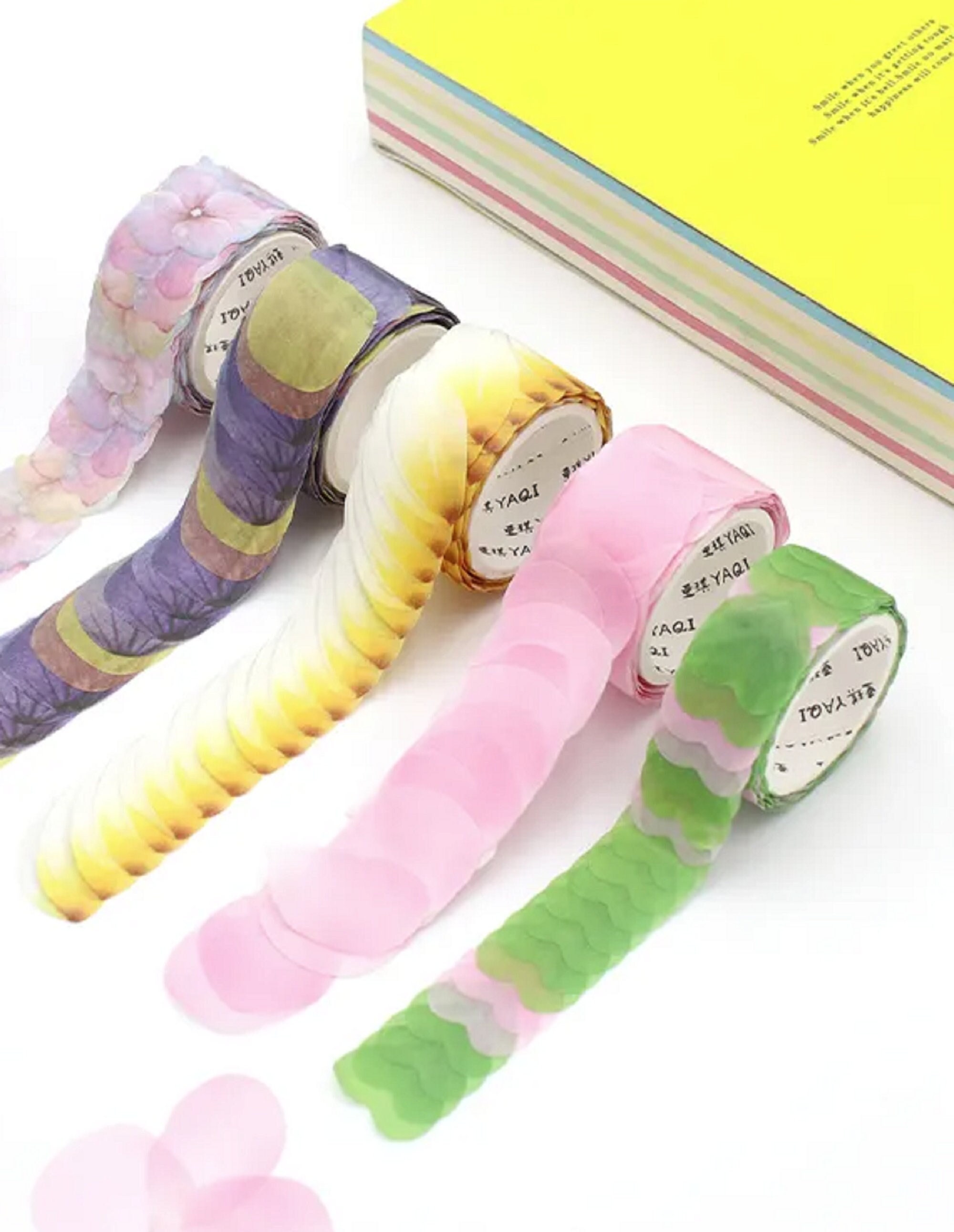 Colorful Flower Petal Washi Tape Stickers - 200 per Roll, 9 Choices ...