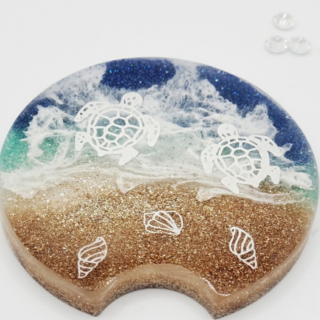 Beach Ocean Sea Turtle Sea Shell Set of 2 Car Coasters - Etsy