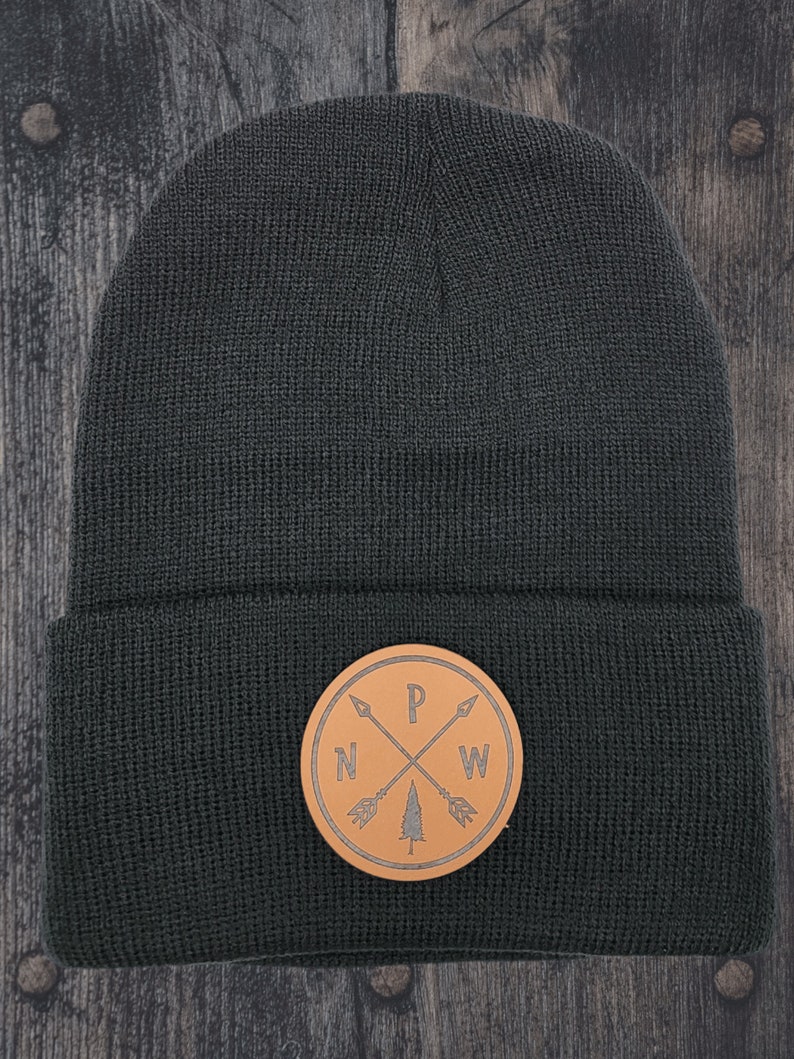 PNW Arrows Beanie With Leather Patch - Etsy