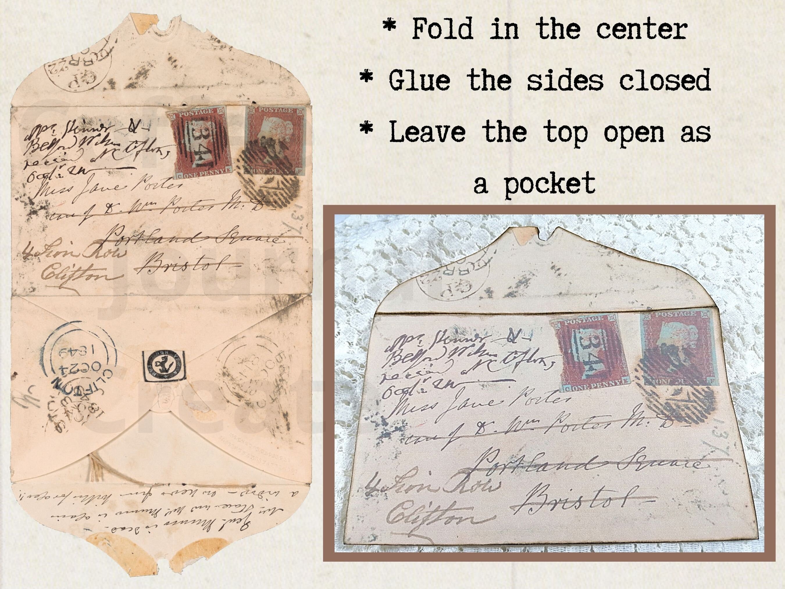 Antique 1800's Envelopes, Instant Digital Download, Printable Folding ...