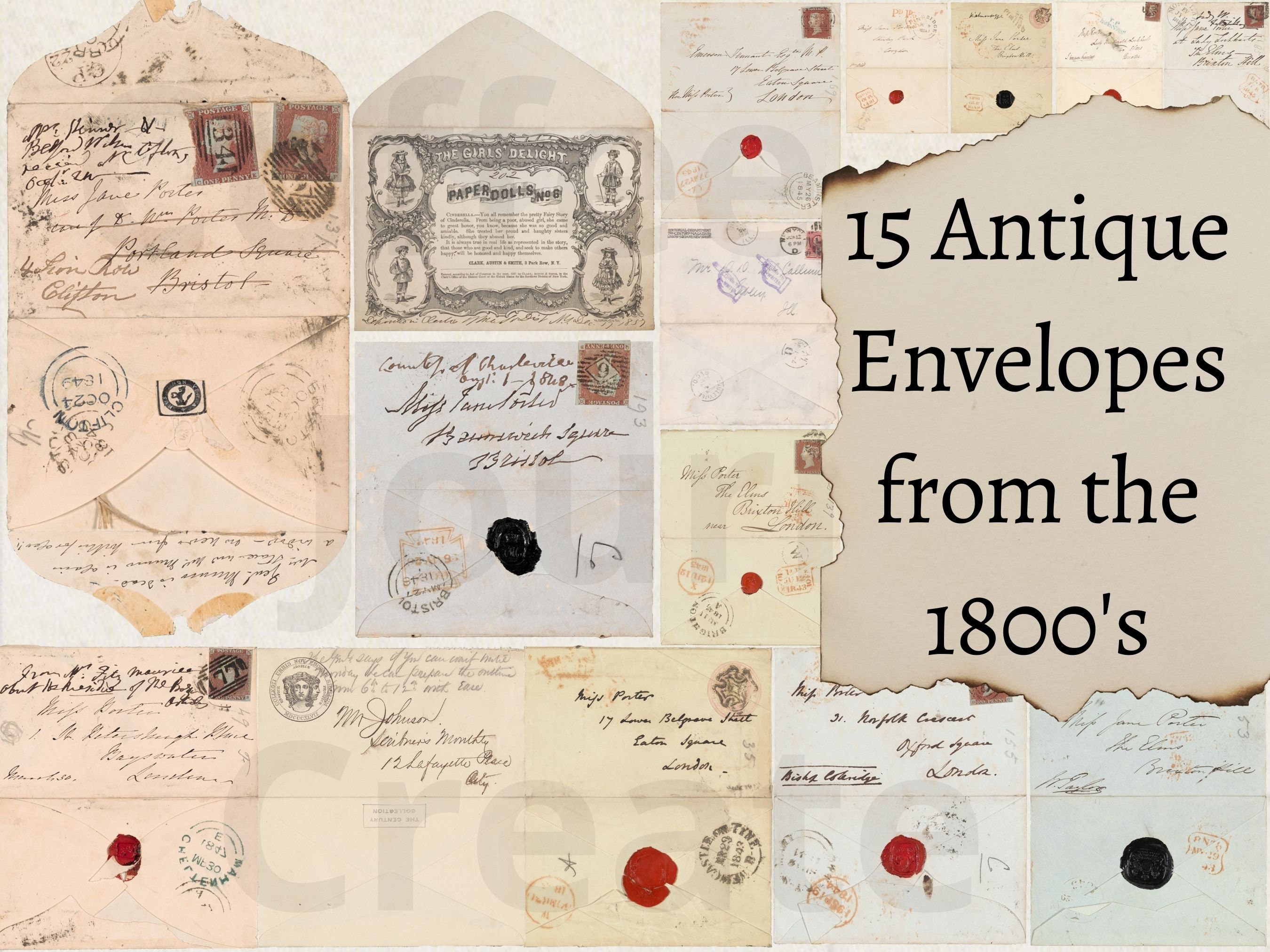 Antique 1800's Envelopes, Instant Digital Download, Printable Folding ...