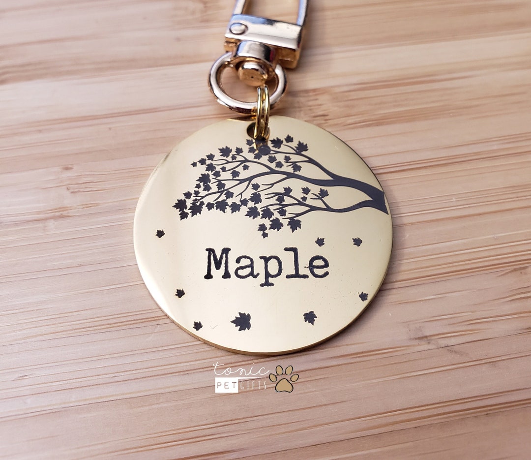 Custom Engraved Metal Pet Tag Maple Tree Pet Tag Dog Tag Outdoor Cat ...