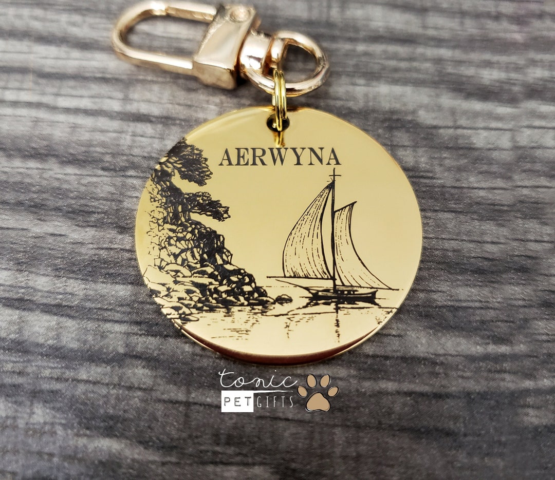 Sail Boat Custom Engraved Metal Pet Tag Boat Sailing Tag Magic Boat Pet ...