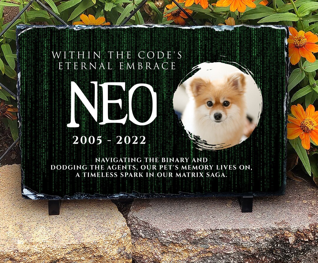 Pet Grave Marker, Binary Matrix Memorial Plaque, Pet Memorial Stone ...