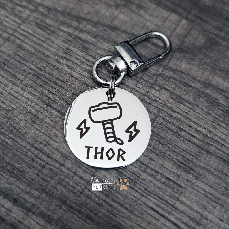Cartoon Nordic Thor Custom Engraved Metal Pet Tag Mythology - Etsy