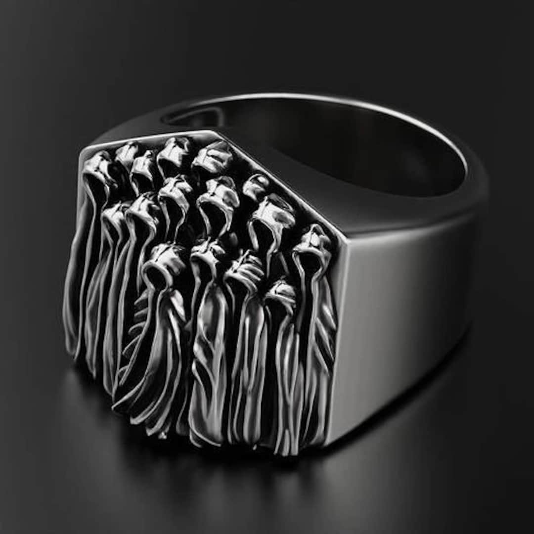 Creepy Ghost With Cross Sign Mens Ring 25 Sterling Silver - Etsy
