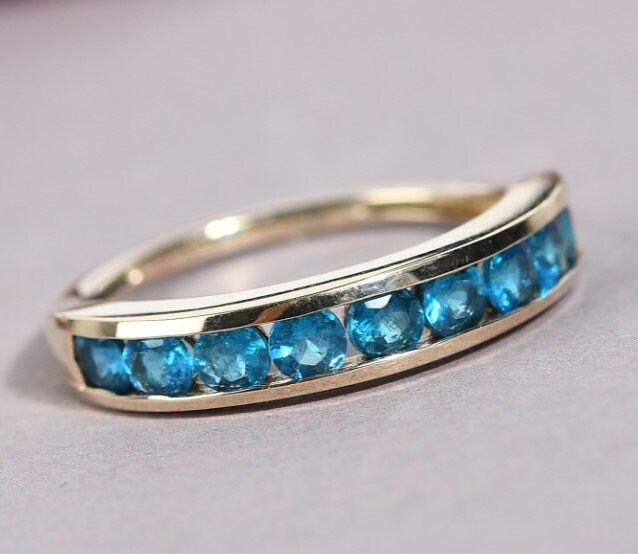 Stacking London Blue Topaz Eternity, Dainty Ring, Gift Idea, Minimalist ...