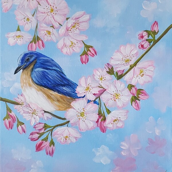 Eastern Blue Bird Painting - Etsy