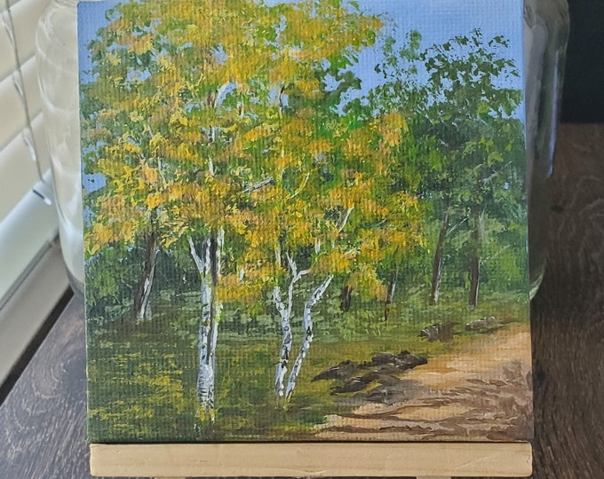 Mini Painting Landscape Acrylic on Canvas Forest Original - Etsy
