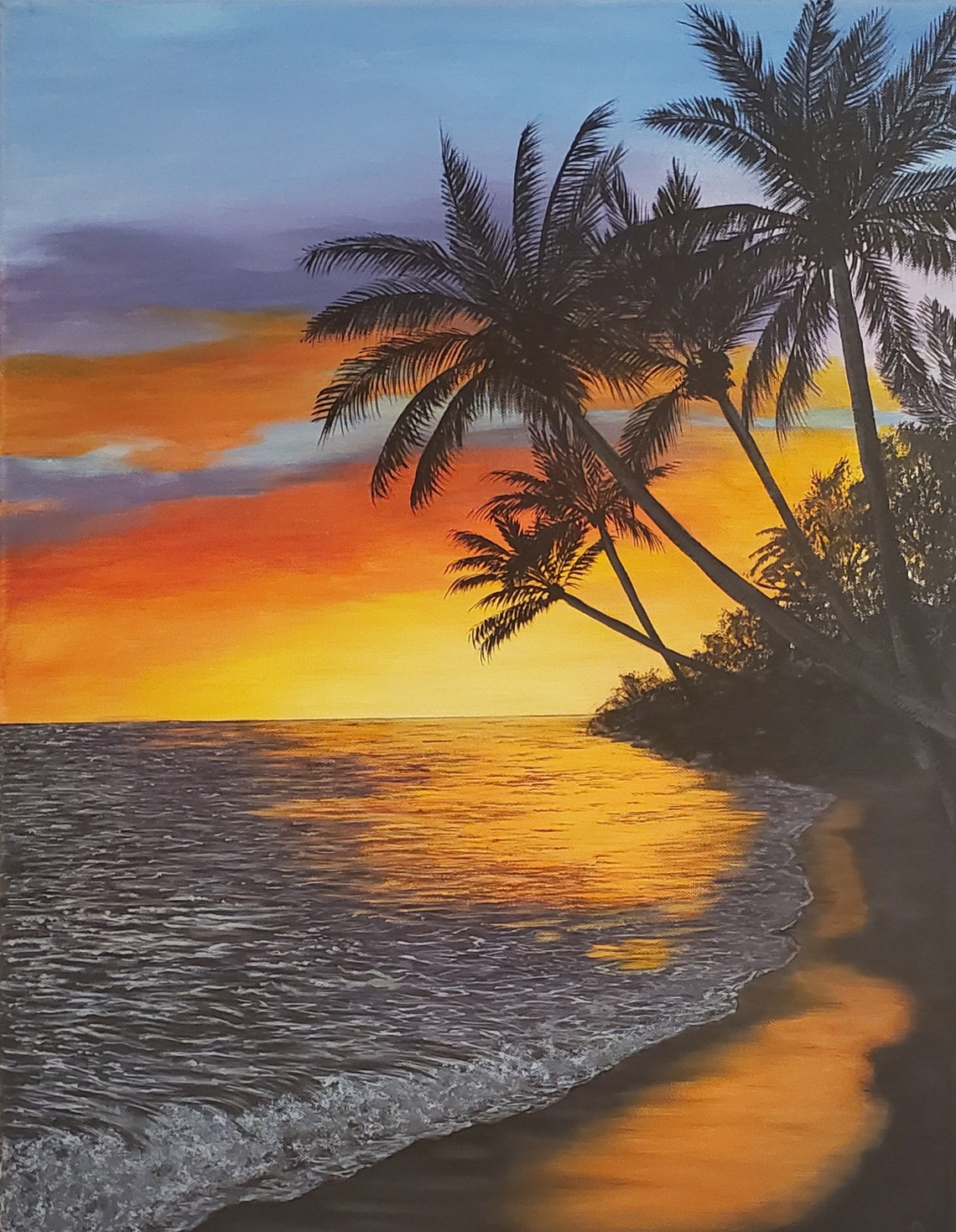 Sunset Acrylic Painting , Original Canvas Painting , Beach Sunset ...