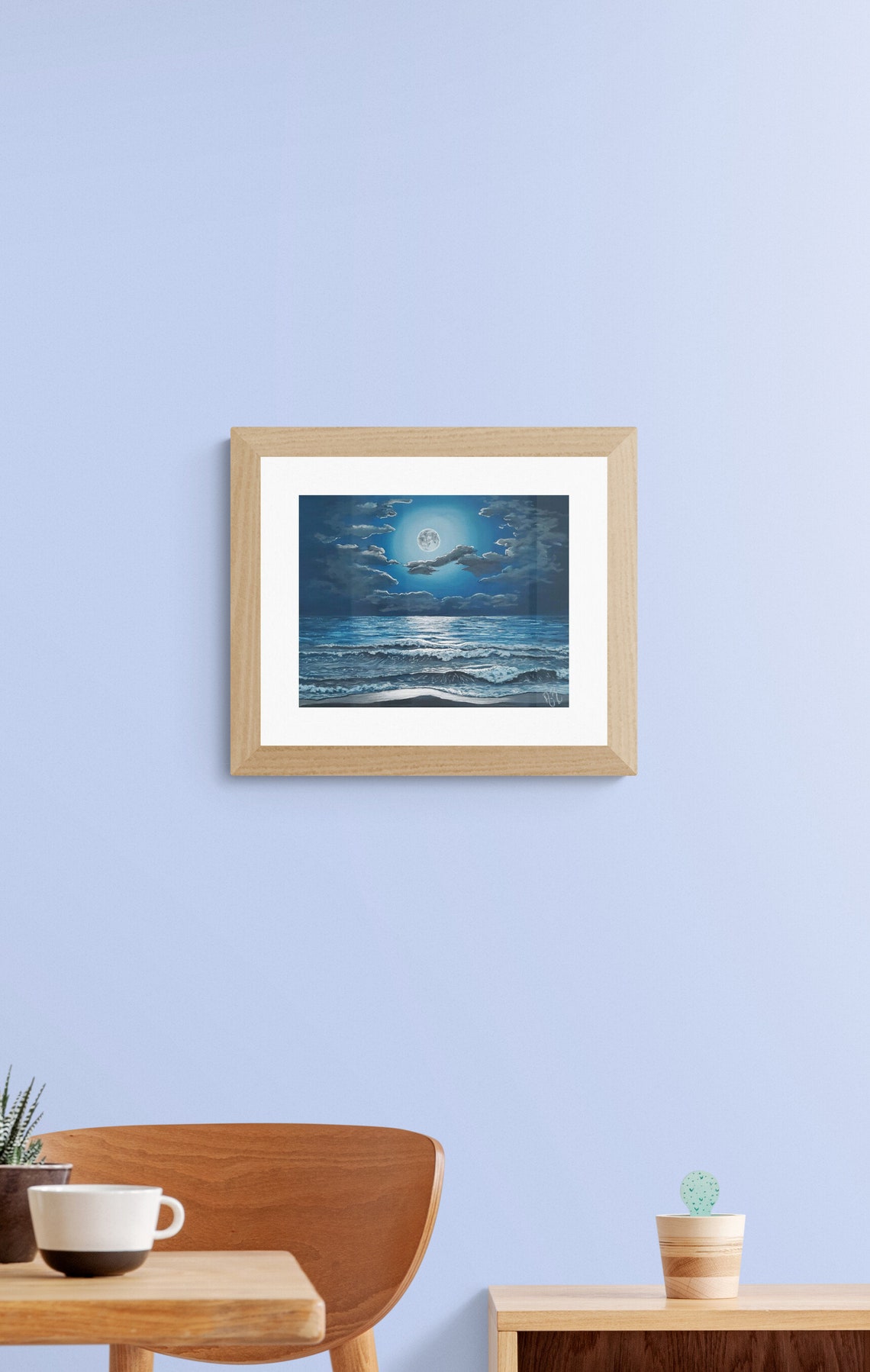 Acrylic Painting Moon Beach at Night Ocean Original - Etsy