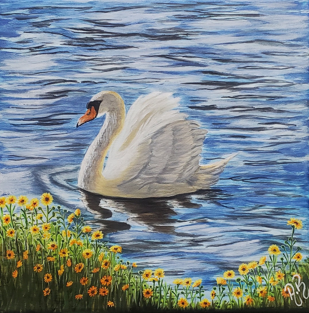 Original Swan Acrylic Painting on Canvas, Nature Wall Art - Etsy