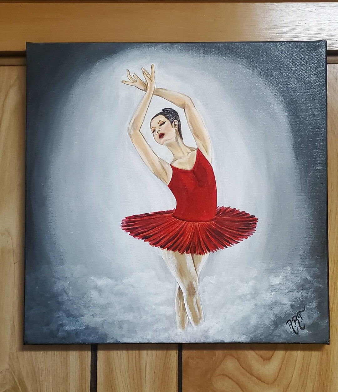 Original Ballerina Acrylic Painting, Red Tutu, 14x14 Canvas Art - Etsy