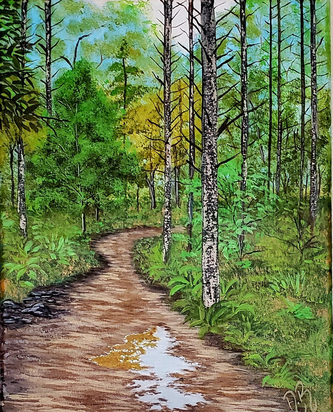 Acrylic Painting , Path Painting on Canvas , Forest , Woods , Original ...