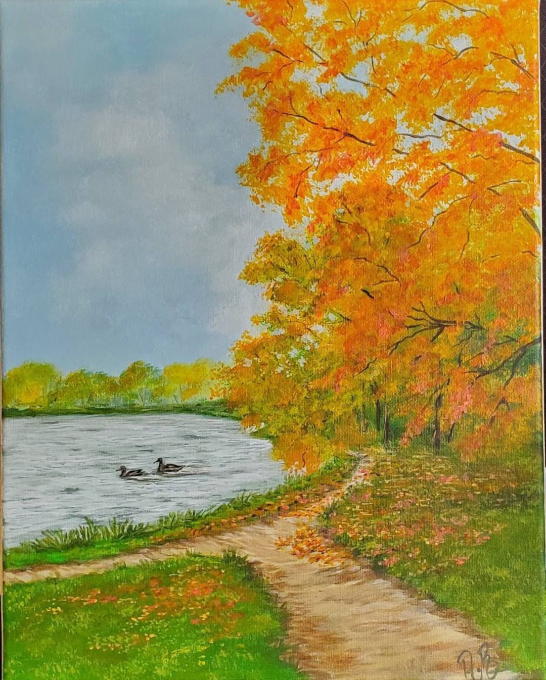 Fall Acrylic Painting , Landscape Painting on Canvas , Autumn Original ...