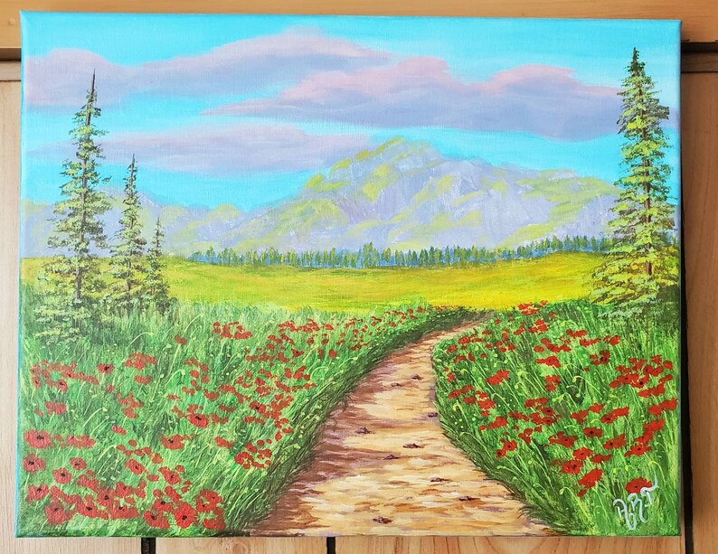 Landscape Painting on Canvas , Poppy Flowers , Original Painting ...