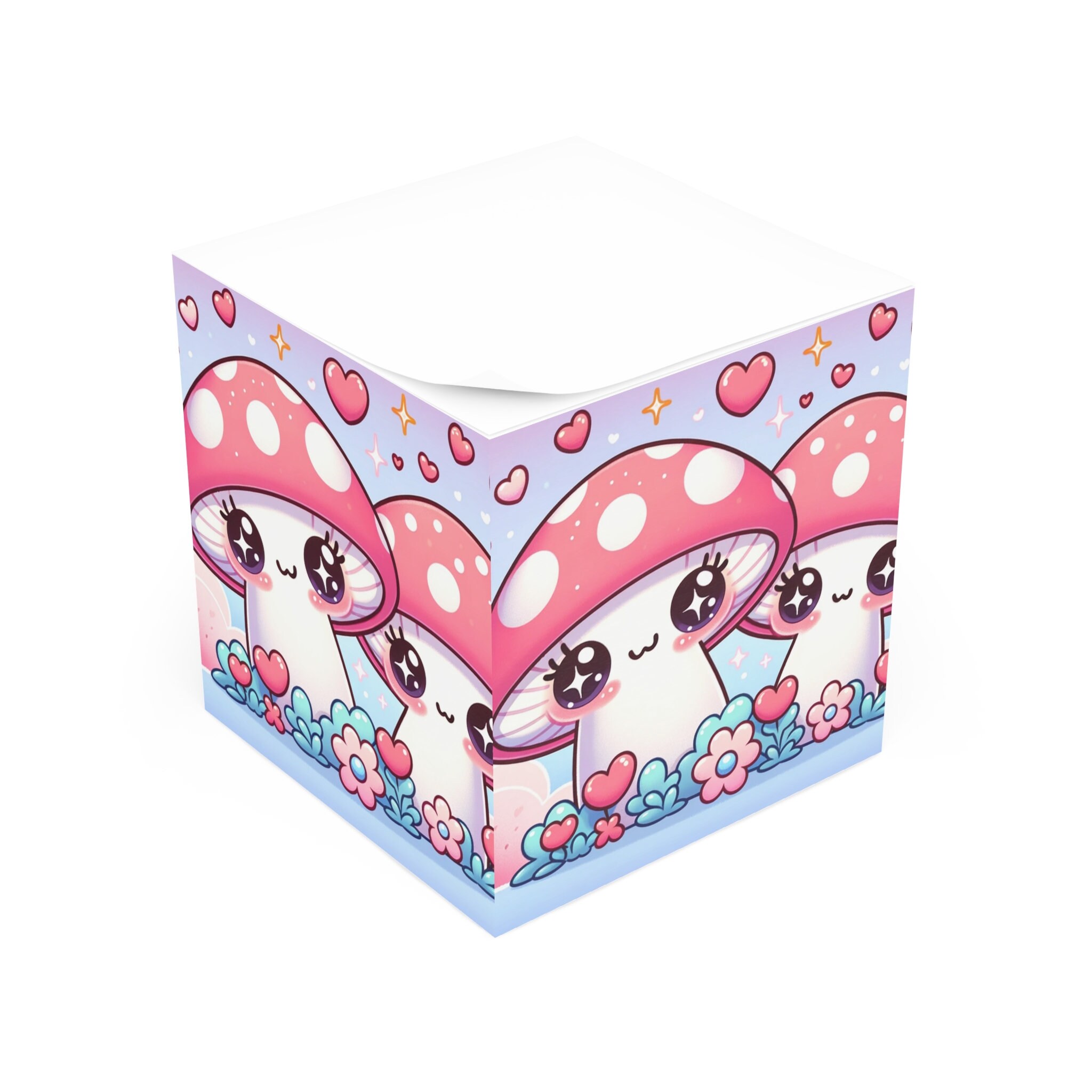 Art With Kawaii Style Mushroom Custom Sticky Note Cubes - Etsy