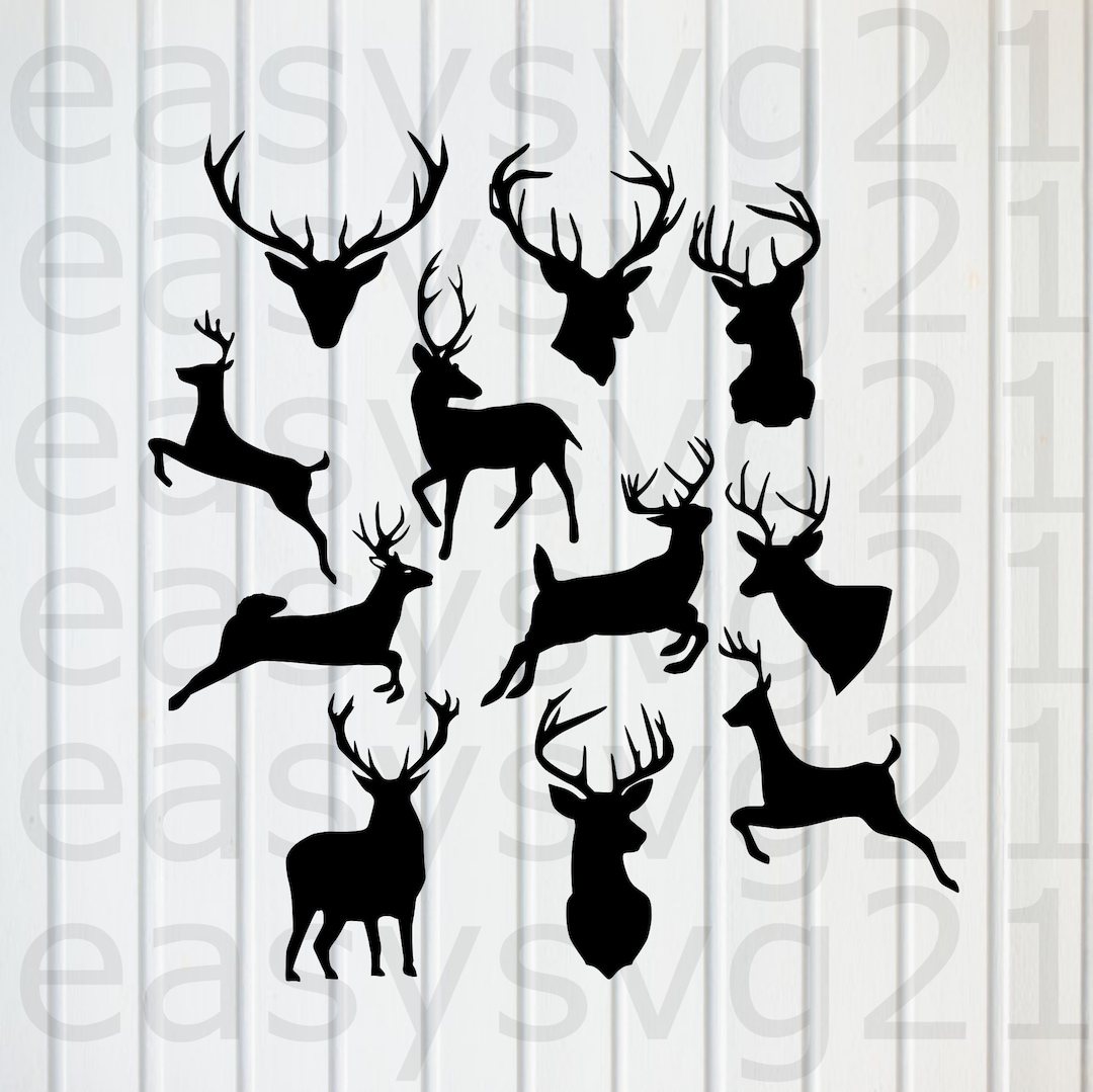 Hirsch svg, Bundle Hirsch, Clipart, Cricut, Silhouette, Plotterdatei, T-Shirt Druck, Vektor ...