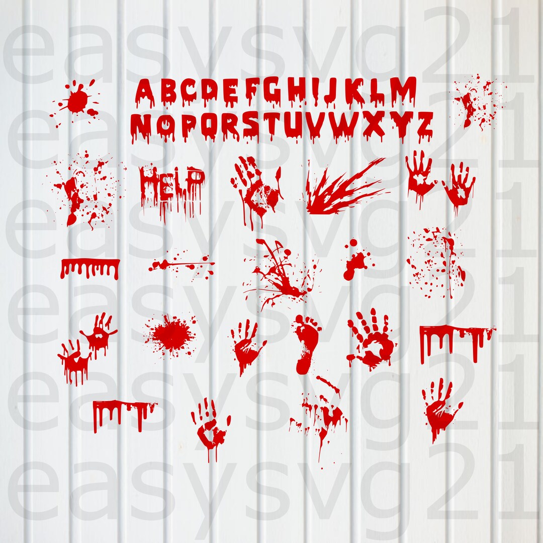 Drops of Blood Svg, Alphabet of Blood Drops Svg, Silhouette, Cutting ...