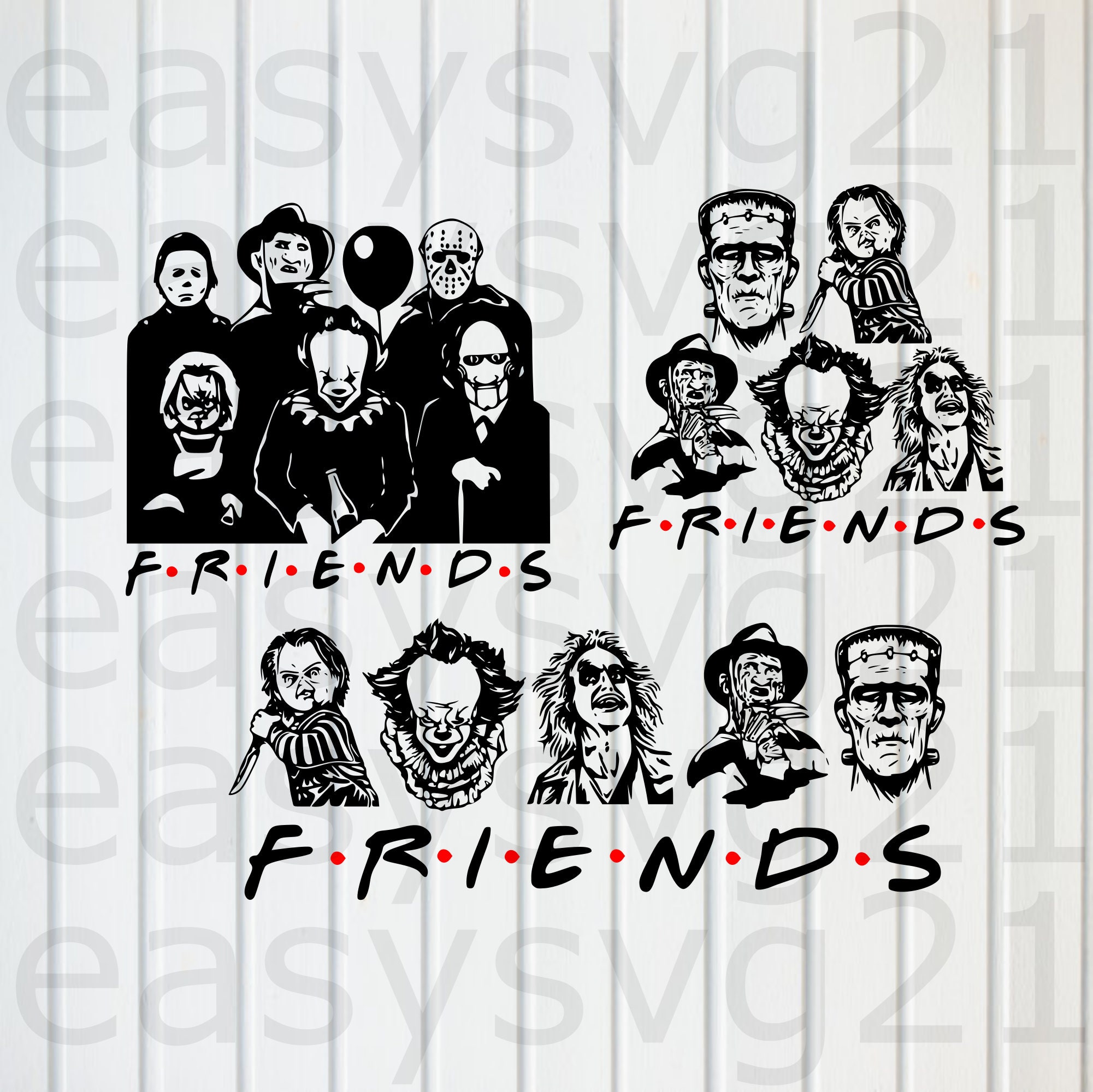 Bundle Horror Film Friends Svg, Cricut, Silhouette, Cutting Files, T ...