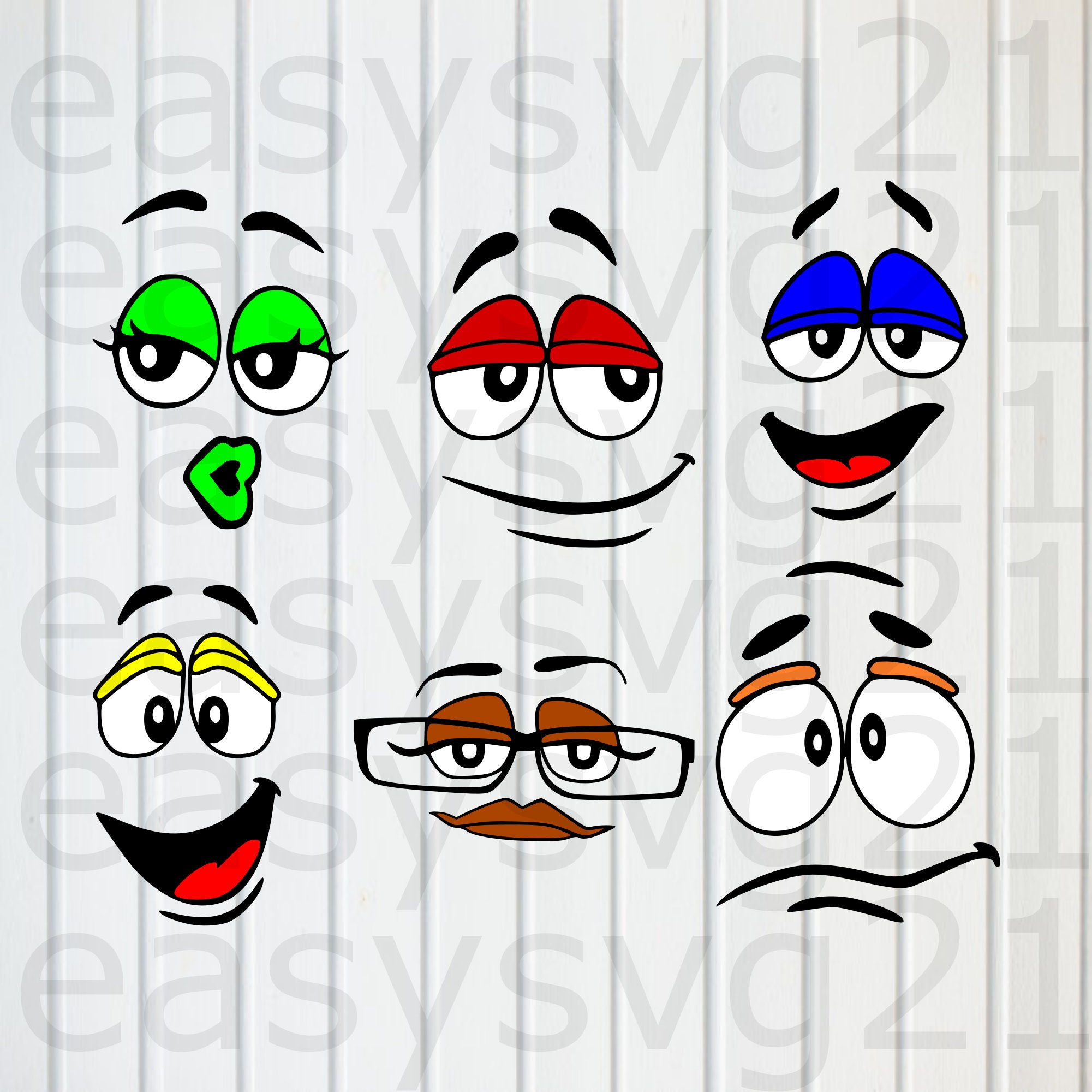 Faces Svg, Bundle Faces Svg, Clipart, Cricut, Faces Silhouette, Cutting ...