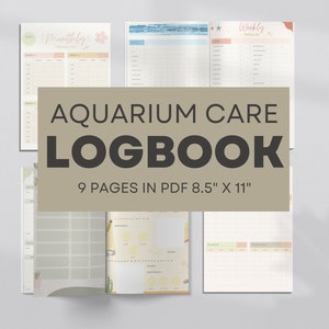 Aquarium Maintenance Journal: Printable Fish Tank Log Book for Water ...