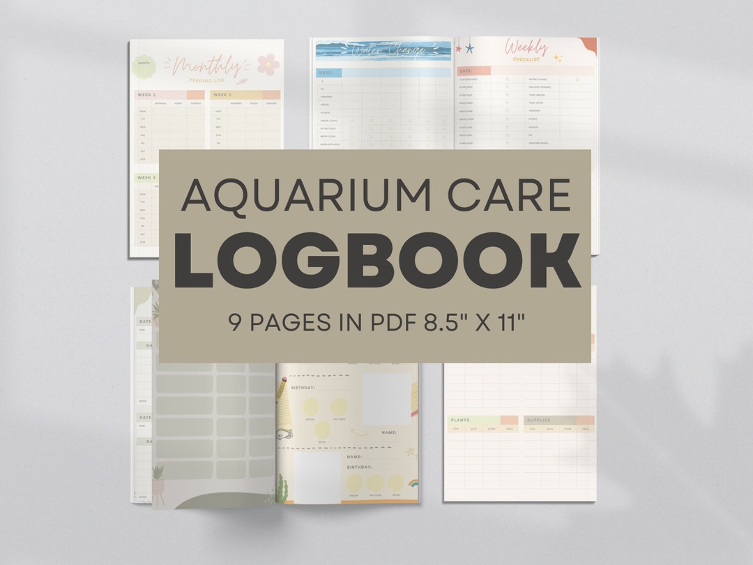 Aquarium Maintenance Journal: Printable Fish Tank Log Book for Water ...